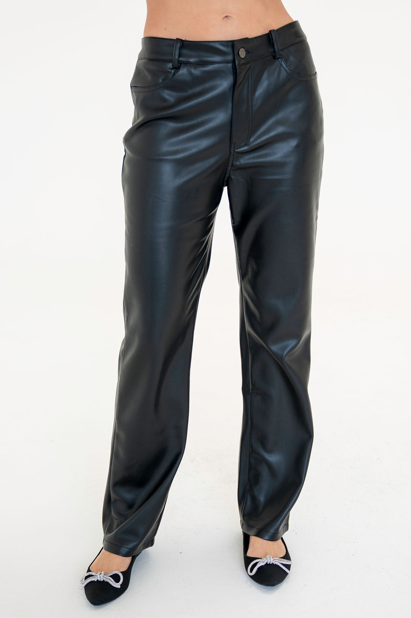 Raywood Straight Leg Vegan Leather Pants