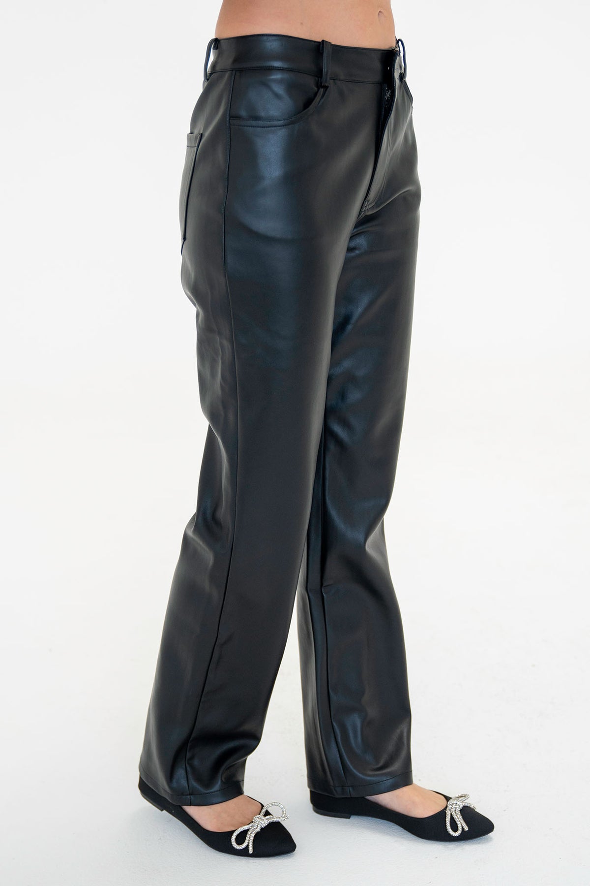 Raywood Straight Leg Vegan Leather Pants